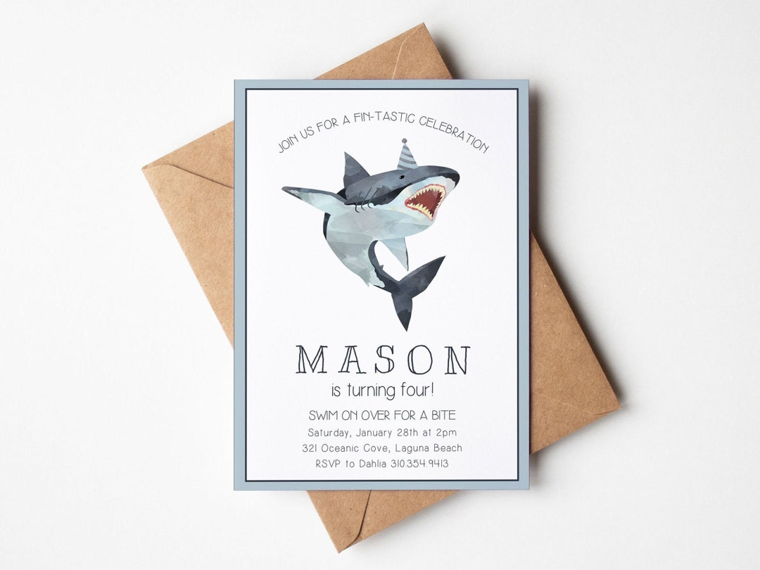 Shark Birthday Invitation | Editable Shark Invite | Shark Invitation ...