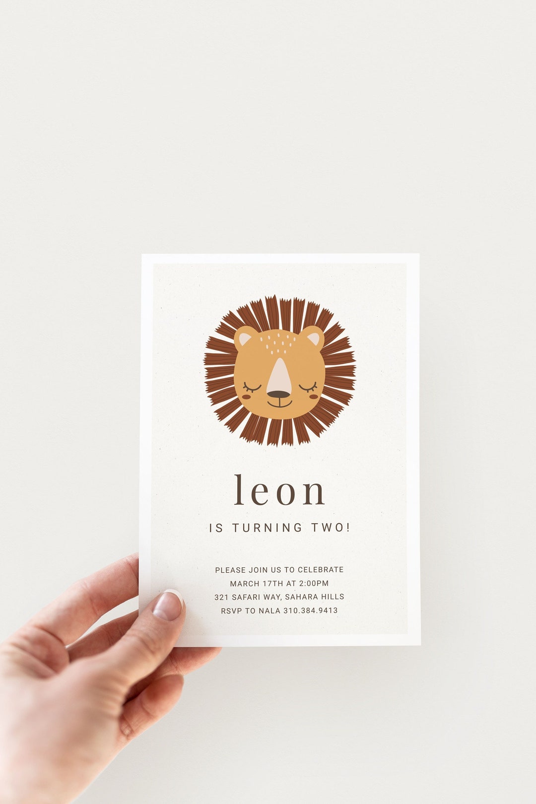 Lion Birthday Invitation Template Safari Party Editable - Etsy
