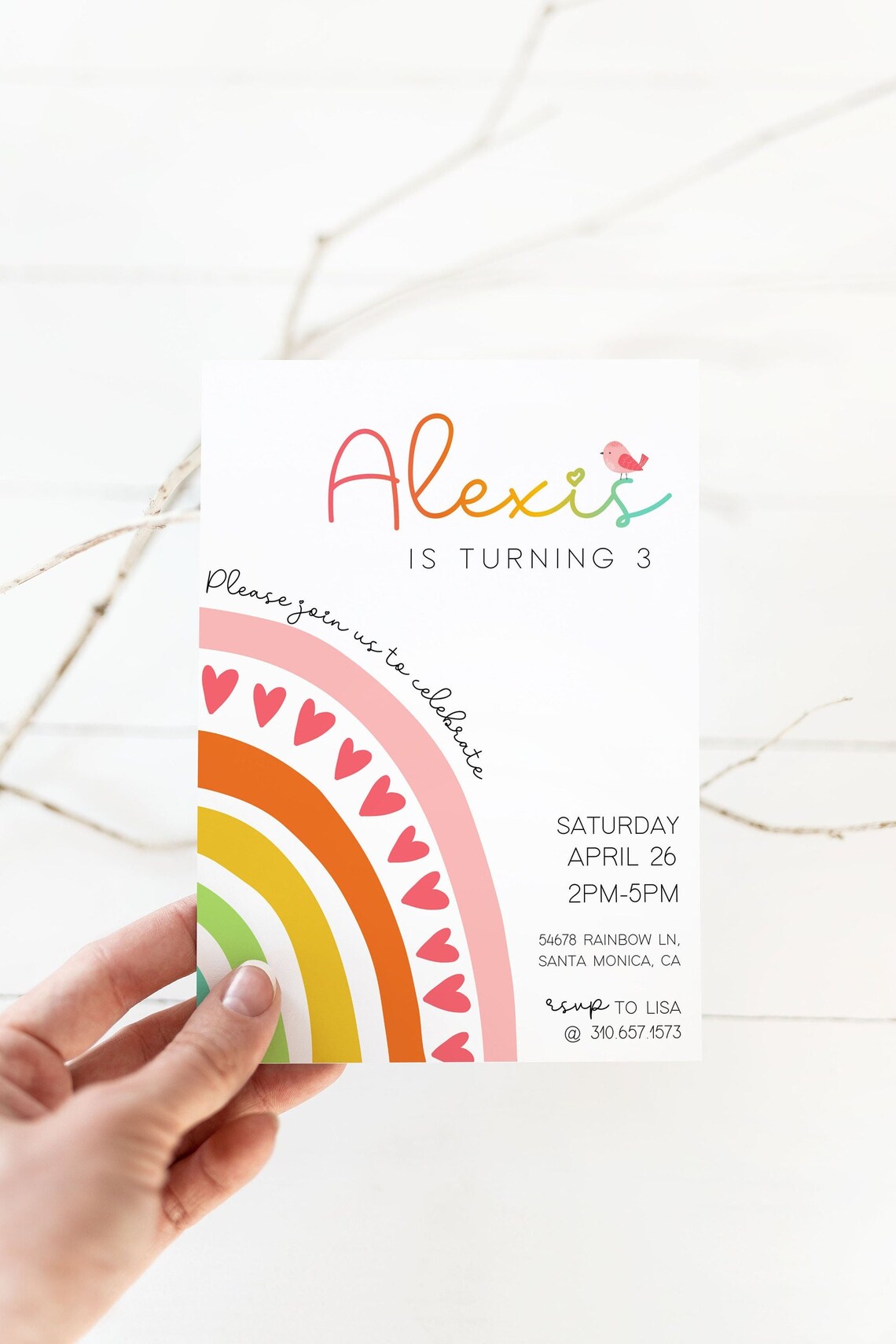 Rainbow Birthday Invitation Editable Rainbow Invite - Etsy