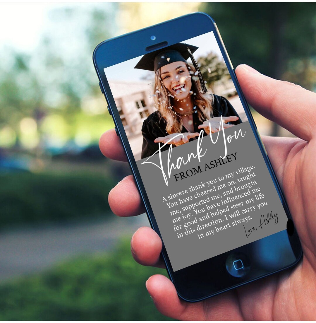 Graduation Thank You Card Template, Editable Digital Thank You, Grad ...