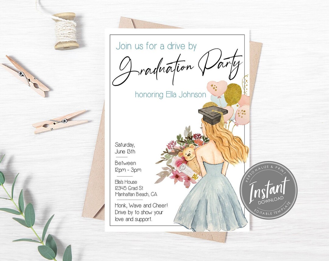 Drive by Graduation Invitation, Quarantine Grad Party, Graduation ...