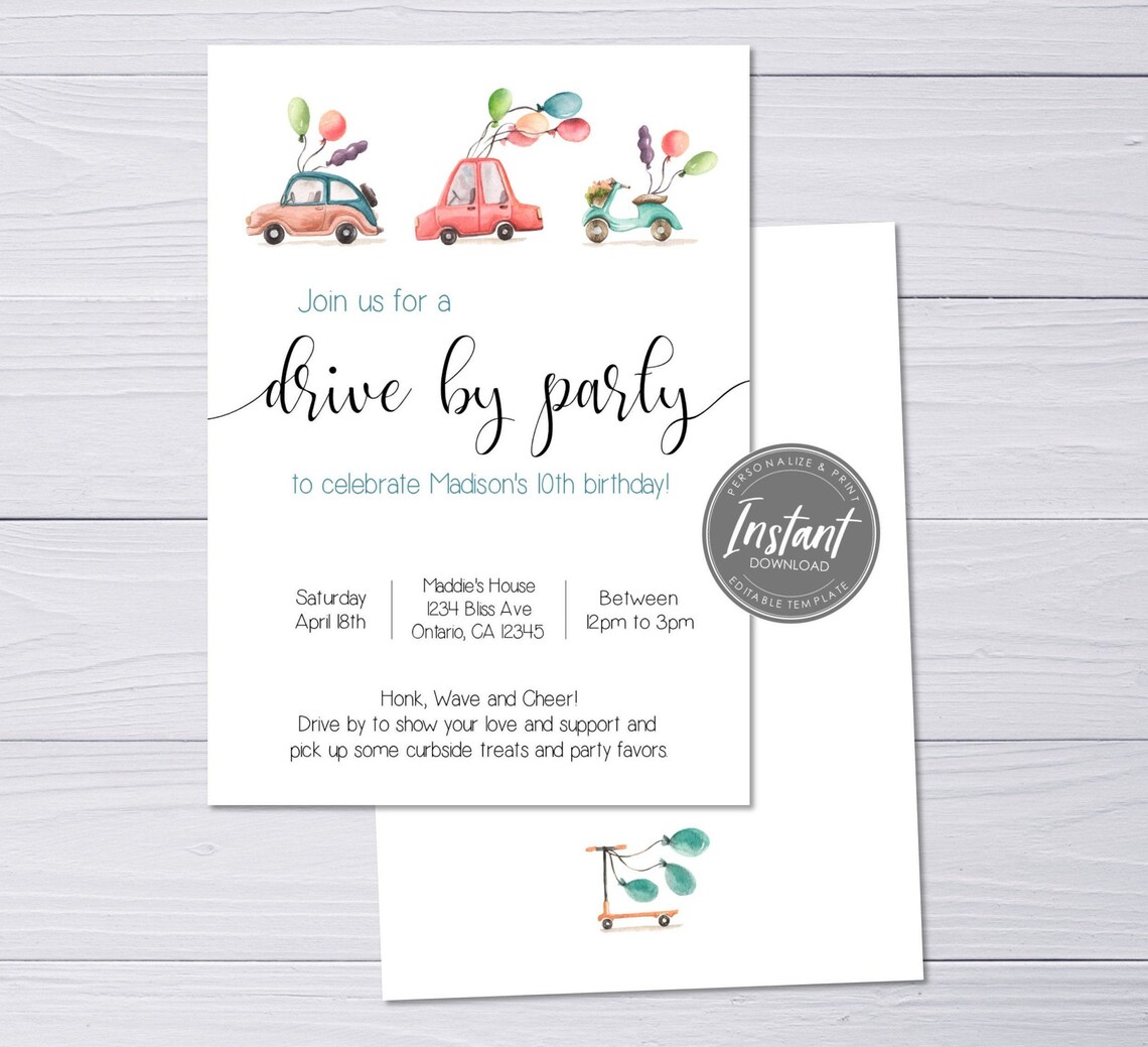 Drive by Birthday Invitation Quarantine Birthday Party - Etsy