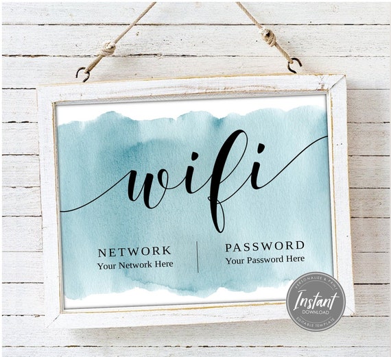WIFI Password Sign Template - Wifi Network Sign - 4x6, 5x7, 8x10 ...