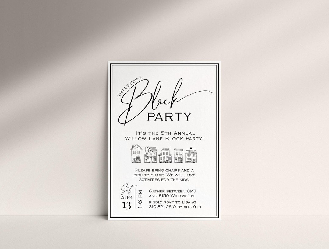 Block Party Invitation Template, Editable Block Party Flyer ...