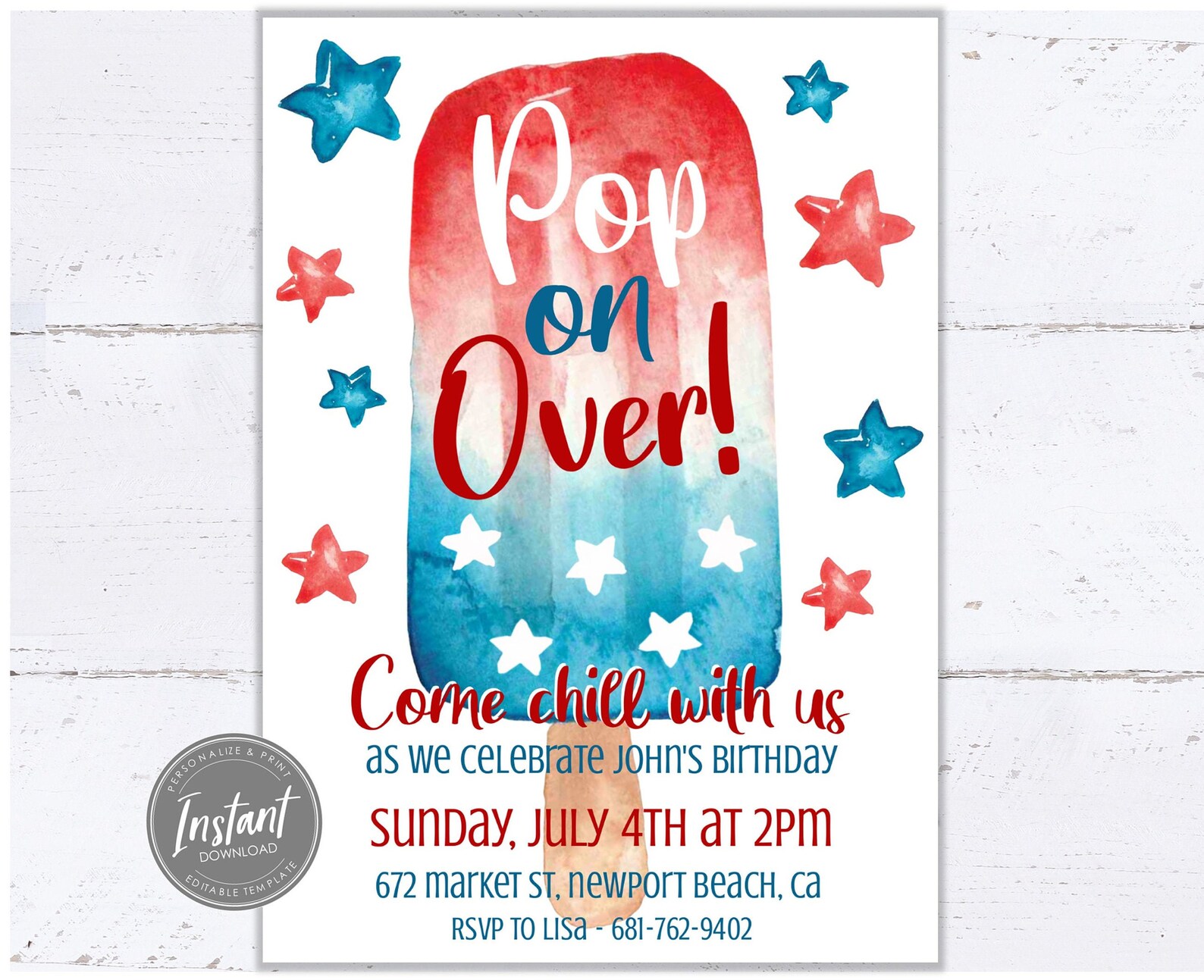 Patriotic Birthday Invitation 4th of July Invitation - Etsy