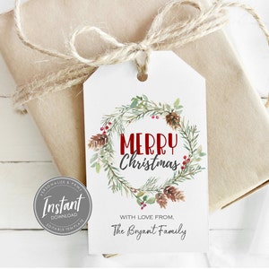Merry Christmas Tags, Editable Christmas Gift Tags, Personalized ...