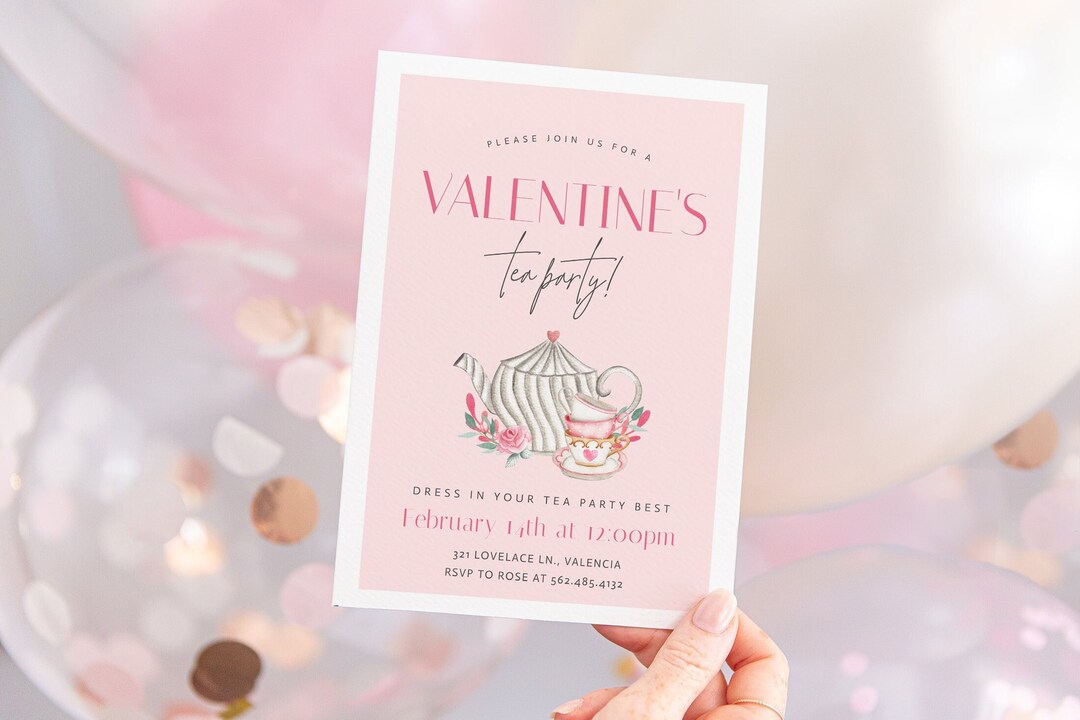 Valentine's Tea Party Invitation | Valentines Day Party Invitation ...
