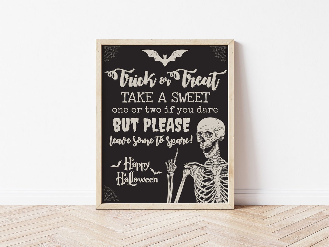 Trick or Treat Sign | Printable Halloween Trick or Treat Sign | Candy ...
