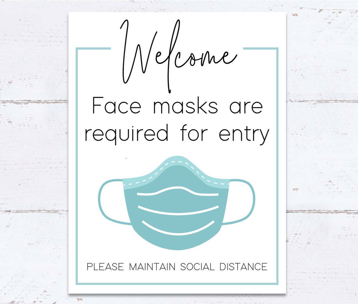Welcome Please Wear A Mask Sign Social Distancing Sign | Etsy