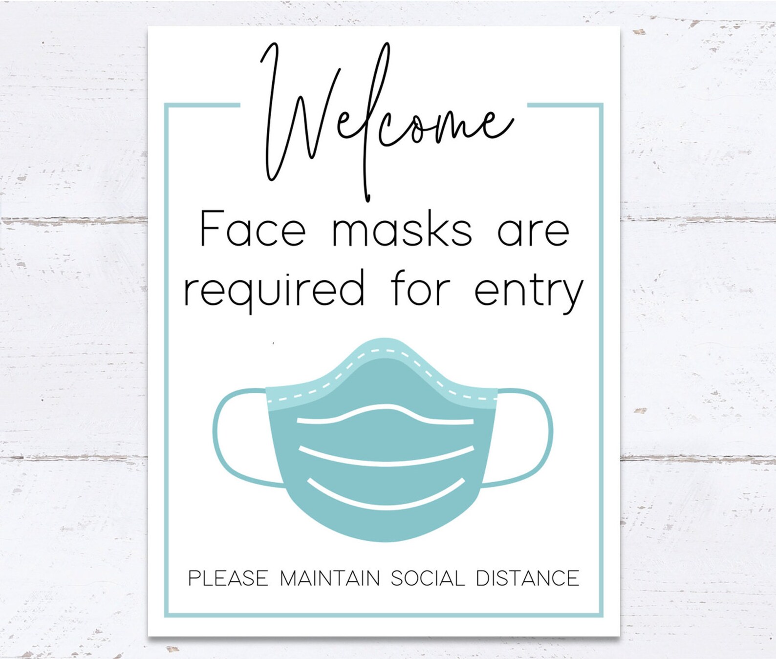 Welcome Please Wear A Mask Sign Social Distancing Sign | Etsy