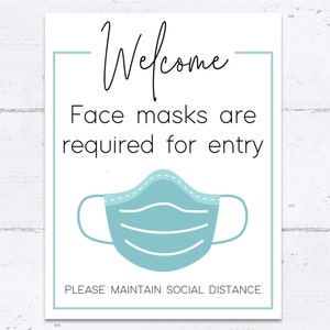Welcome Please Wear A Mask Sign - Social Distancing Sign - Face Masks ...