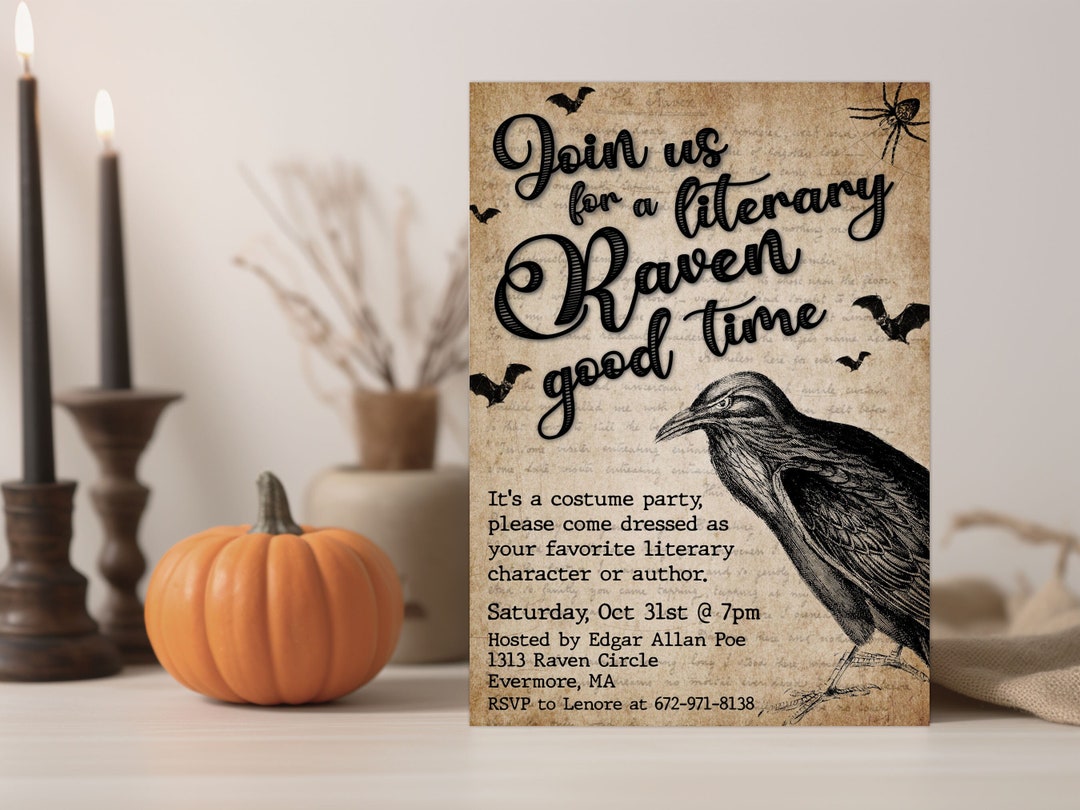 Costume Party Invitation | Halloween Party Invitation | Raven ...