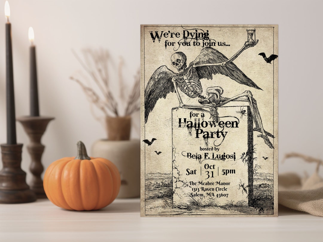 Halloween Invitation Template Skeleton Halloween Party - Etsy