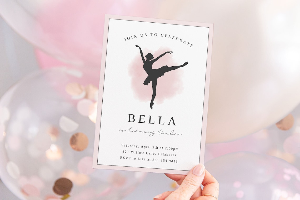 Modern Ballerina Birthday Invitation Template Ballerina - Etsy