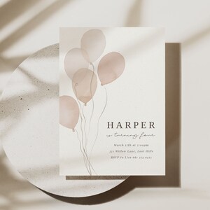 Neutral Birthday Invitation Template Gender Neutral Party Balloon ...
