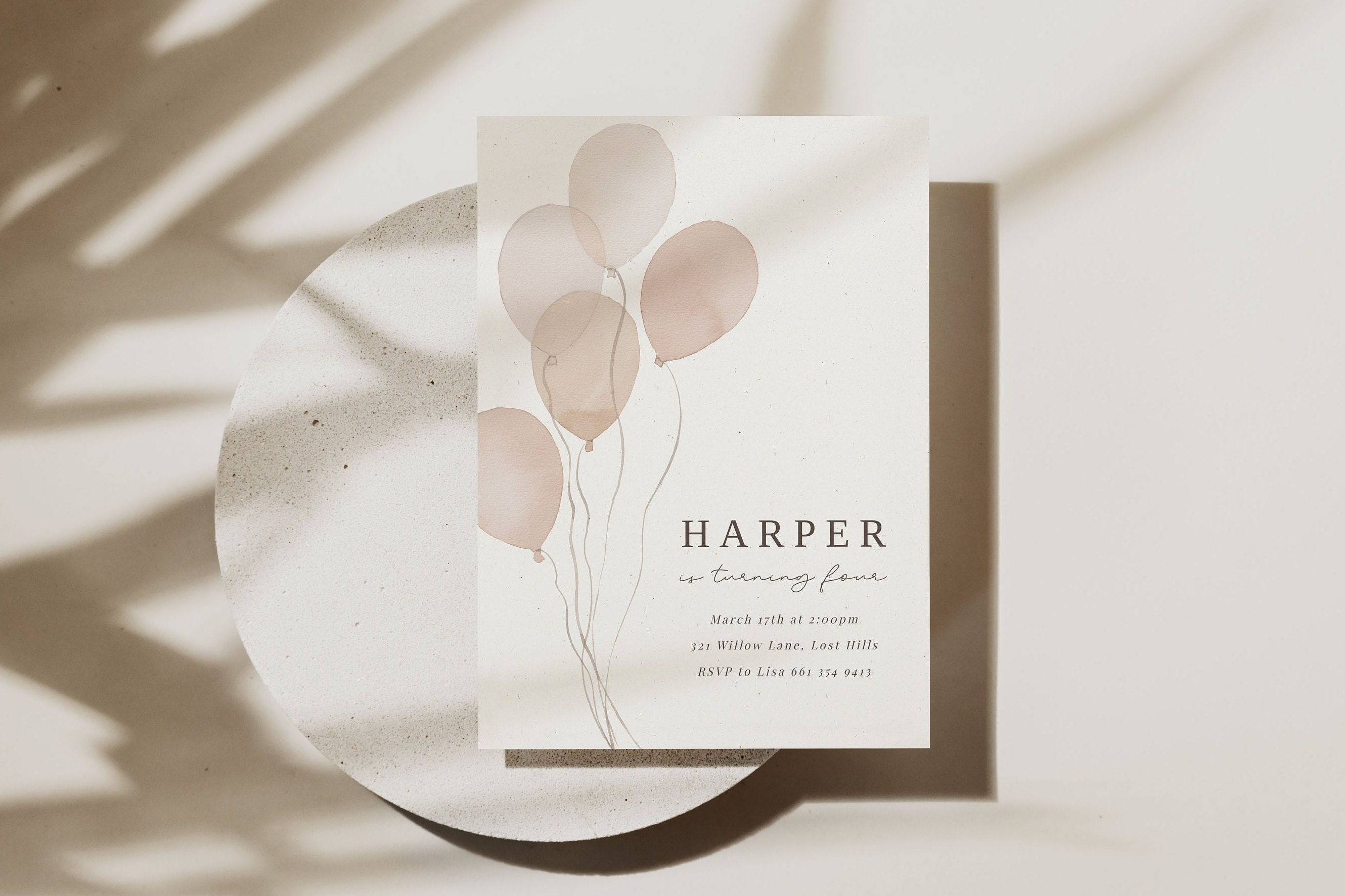 Neutral Birthday Invitation Template Gender Neutral Party Balloon ...