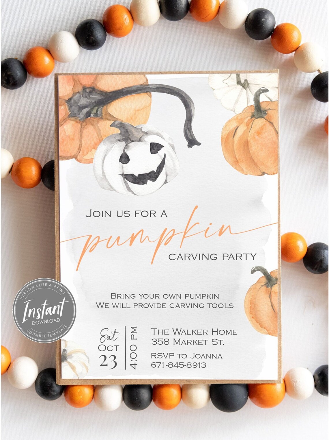 Pumpkin Carving Party Invitation Editable Halloween Party - Etsy