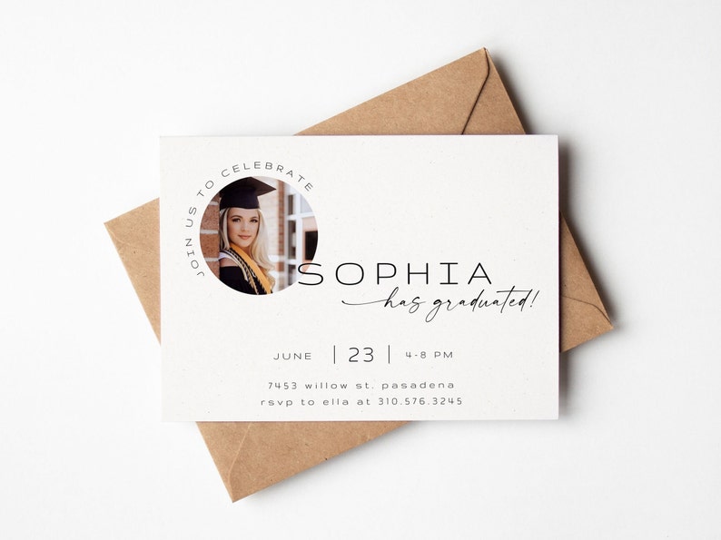 Graduation Photo Invitation Template | Editable Grad Party Invite ...