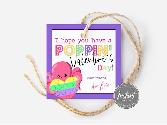 Editable Valentine's Pop It Tag | Pop It Card Template | Teacher School ...