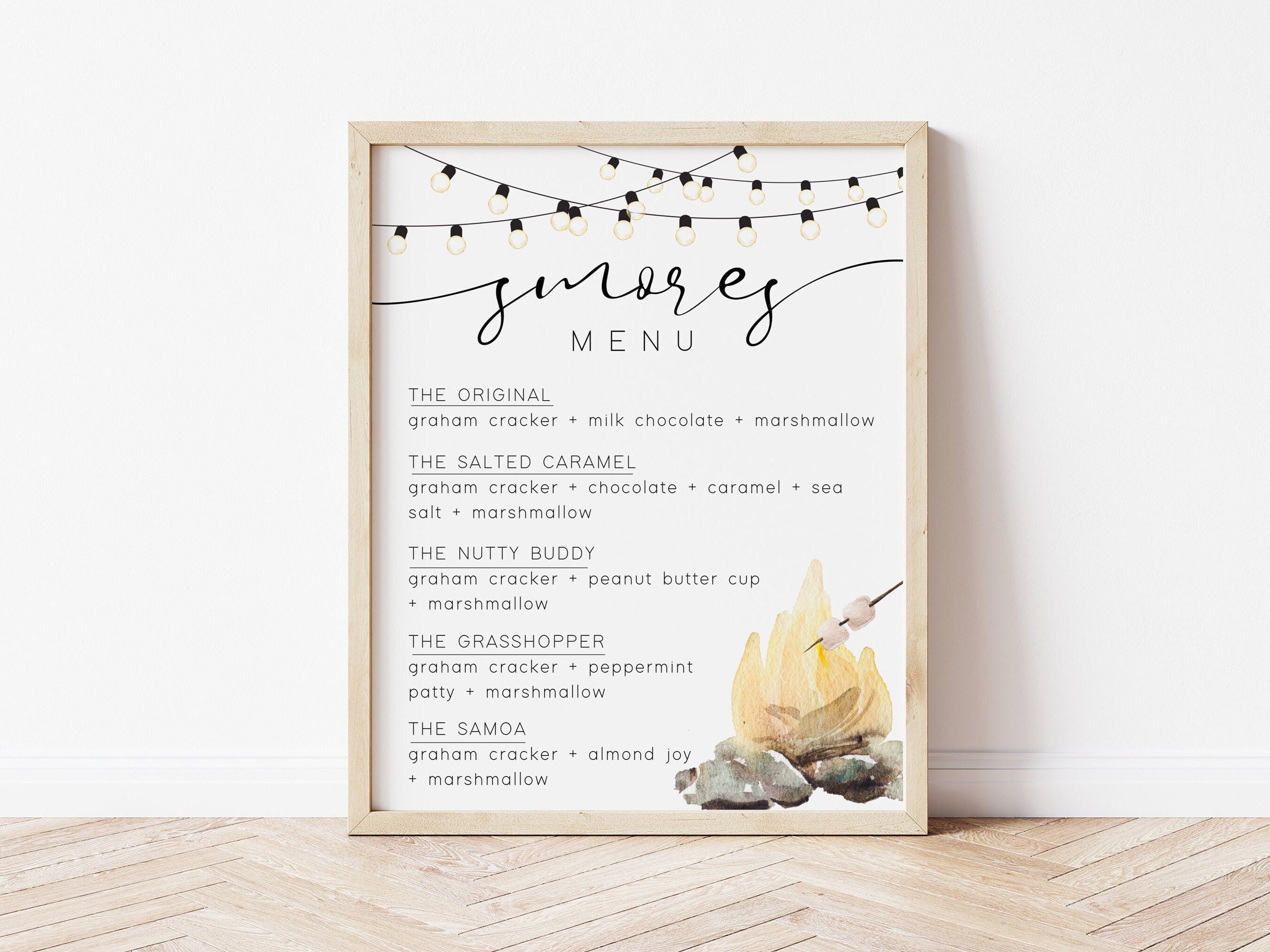 Printable S'mores Menu, Smores Bar Sign, S'mores Station, Backyard ...