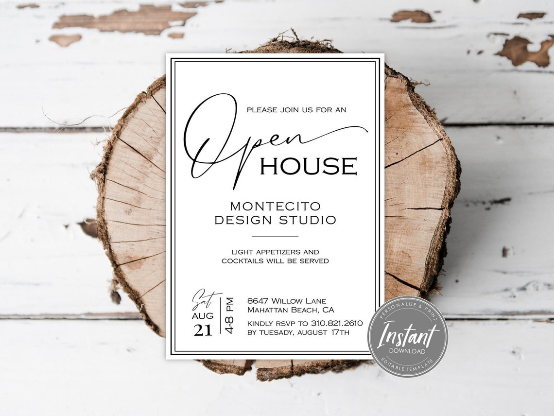 Open House Invitation Template | Mixer Invite | Small Business ...