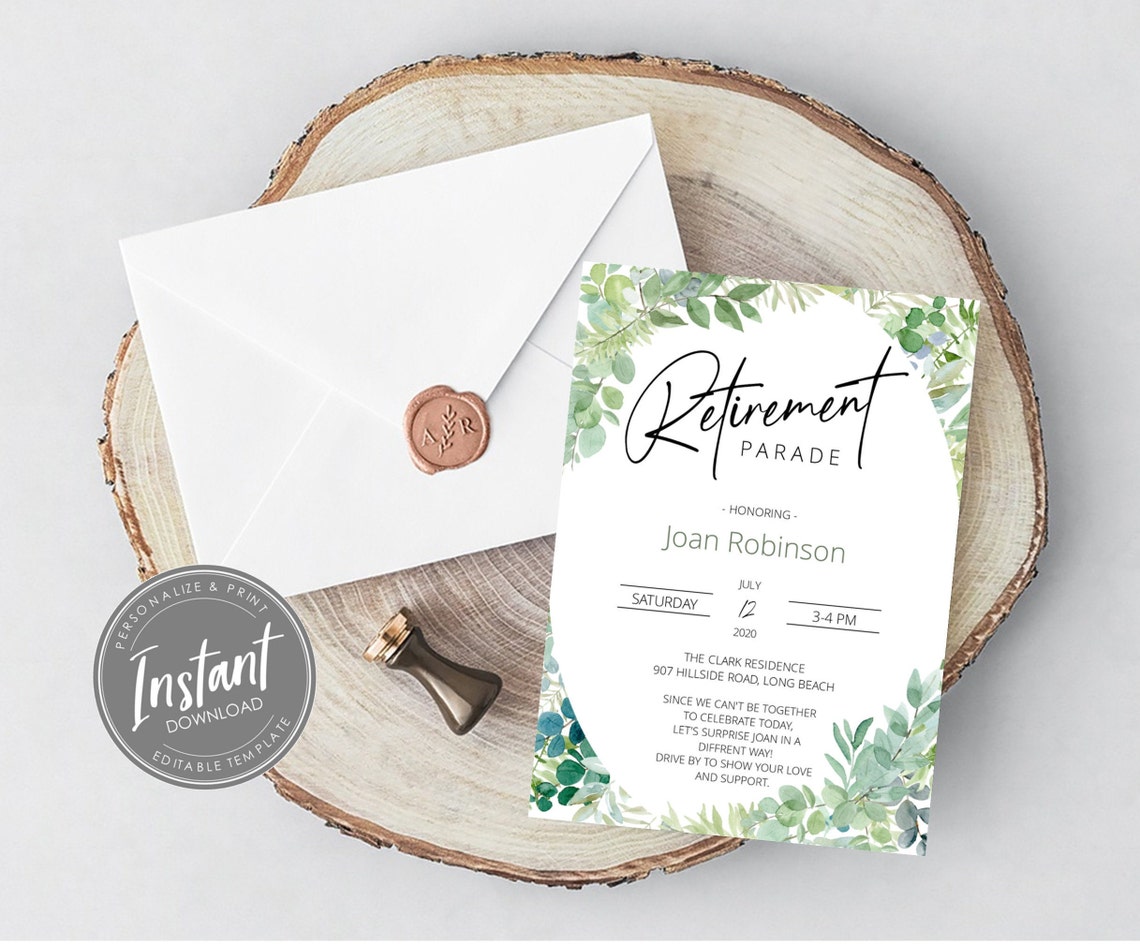 Editable Drive by Retirement Invitation, Drive Thru Car Parade Invite ...