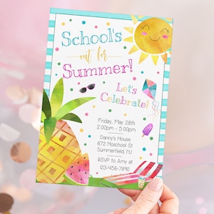 School's Out for Summer Invitation | End of the School Year Invite ...