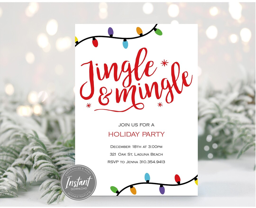 Jingle & Mingle Holiday Party Invitation | Christmas Invitation ...