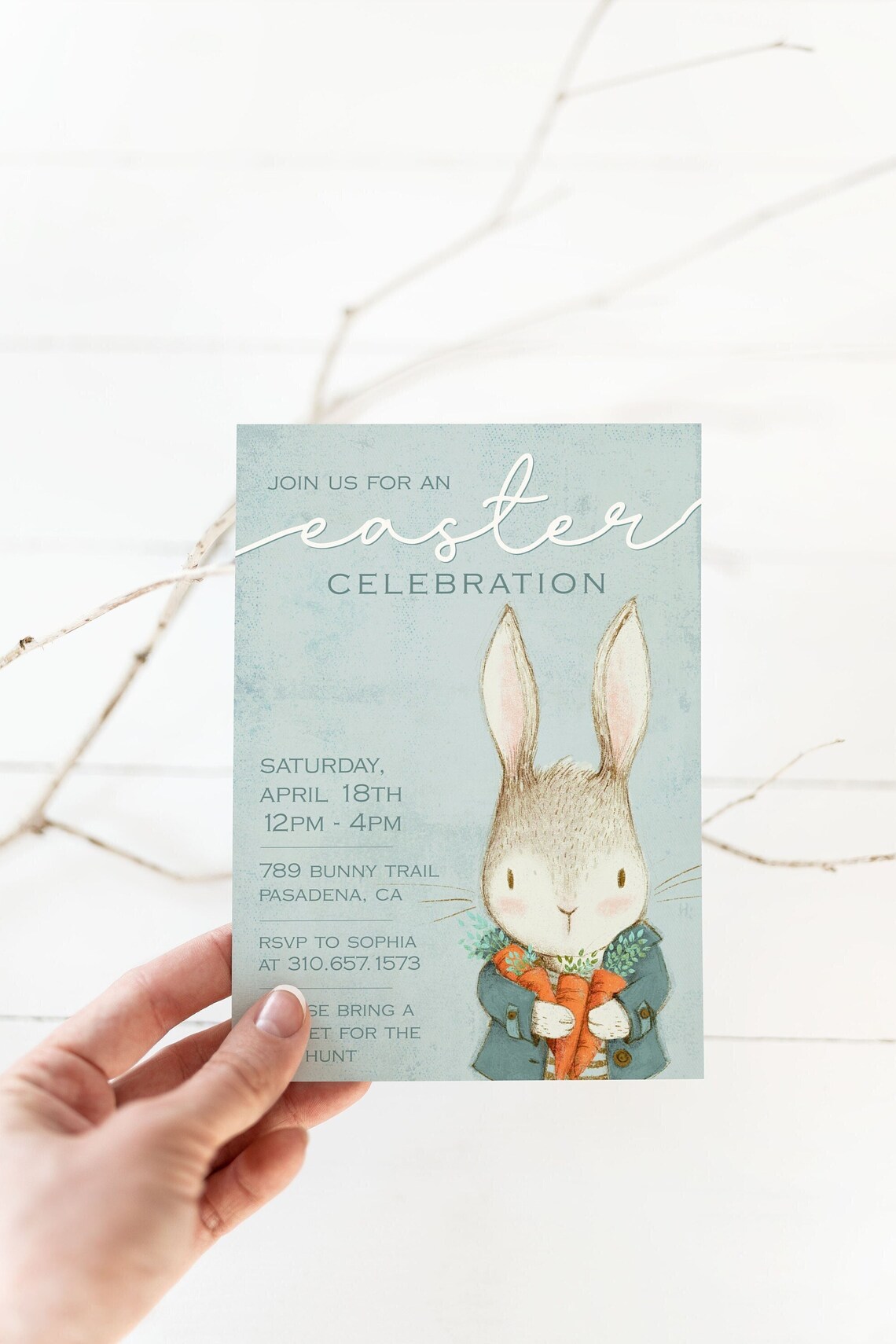 Easter Invitation Template Easter Bunny Invite Egg Hunt - Etsy