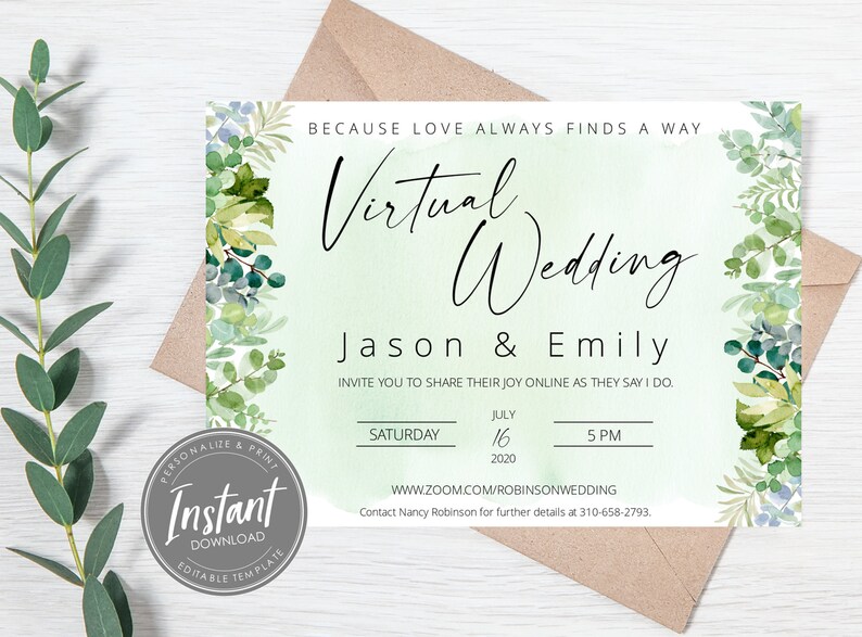 Virtual Wedding Invitation Template Social Distancing | Etsy