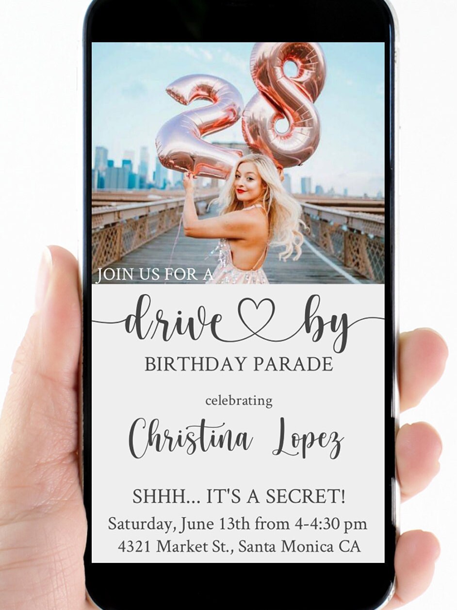 Drive by Birthday Parade Invitation Editable Digital Invite | Etsy