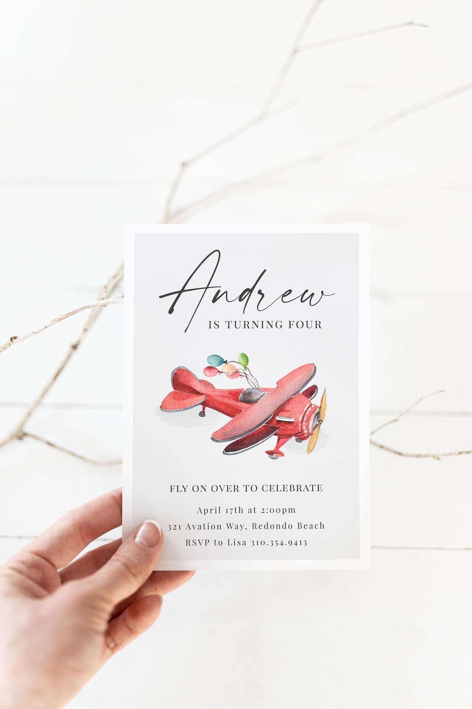 Airplane Birthday Invitation Template Modern Plane - Etsy