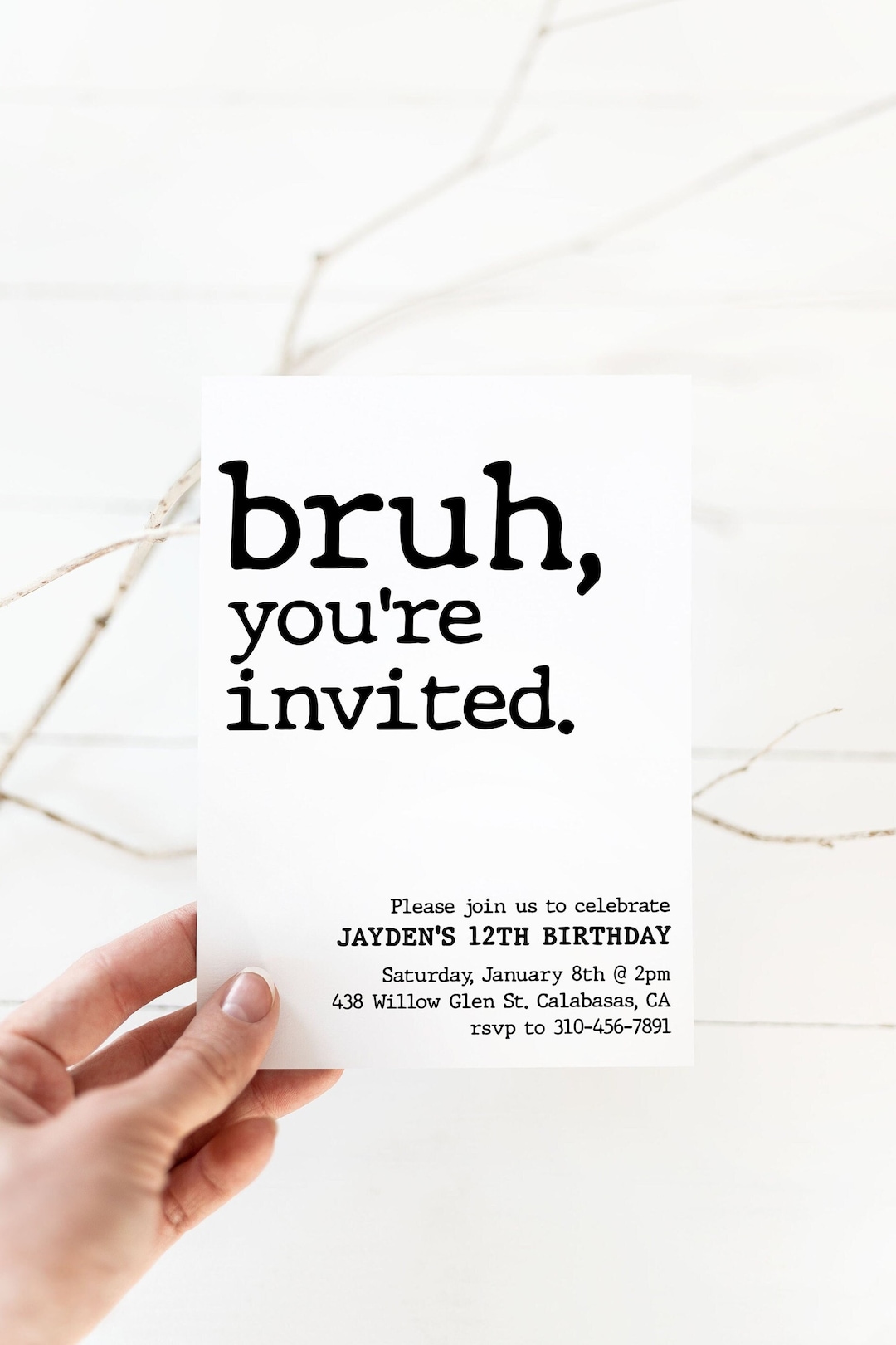 Bruh, You're Invited Invitation | Tween Birthday Invite | Editable ...