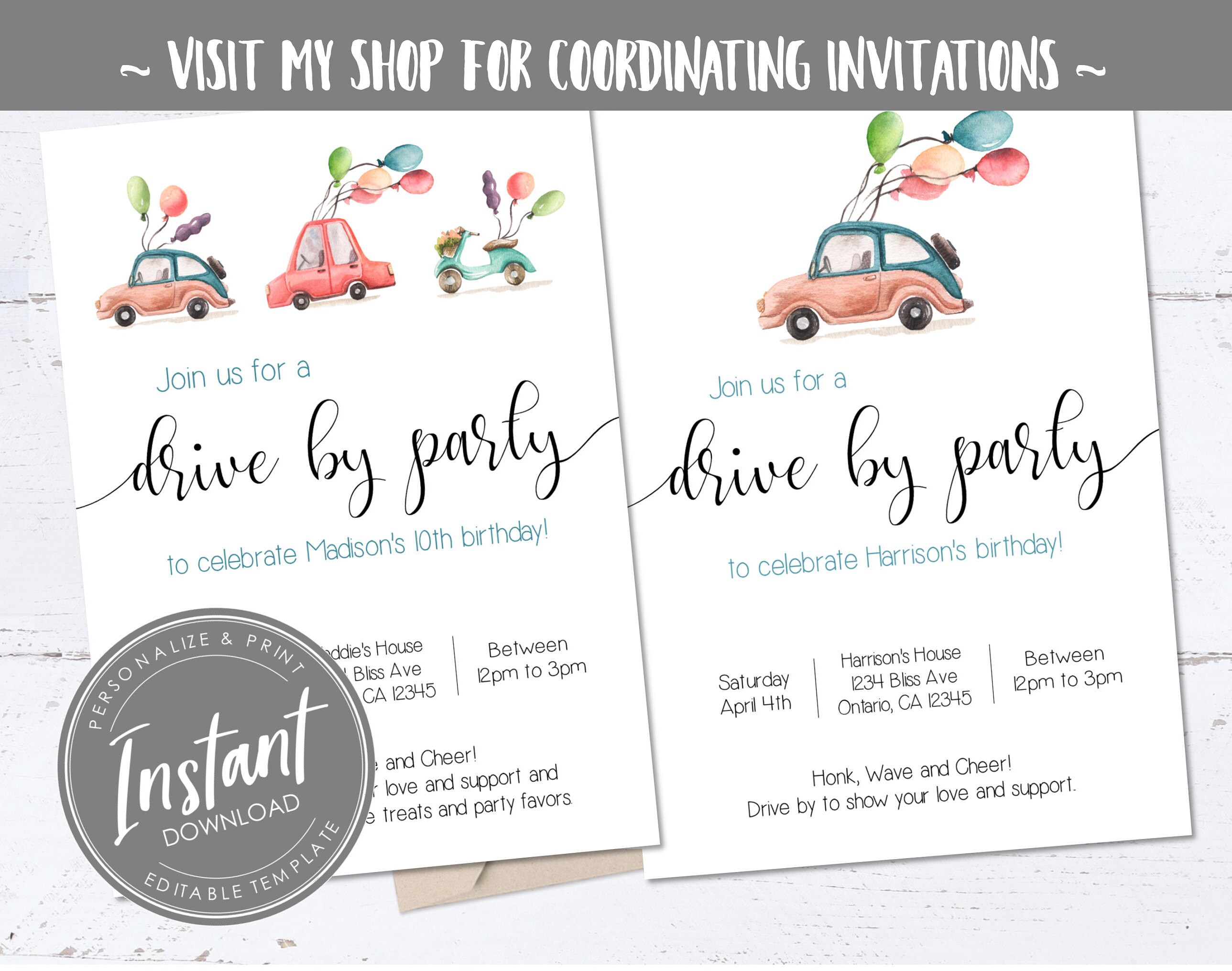 Party Favor Tag Drive by Birthday Invitation Quarantine | Etsy