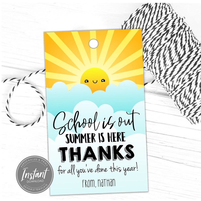 Editable End of School Year Tags End of School Gift Tags - Etsy