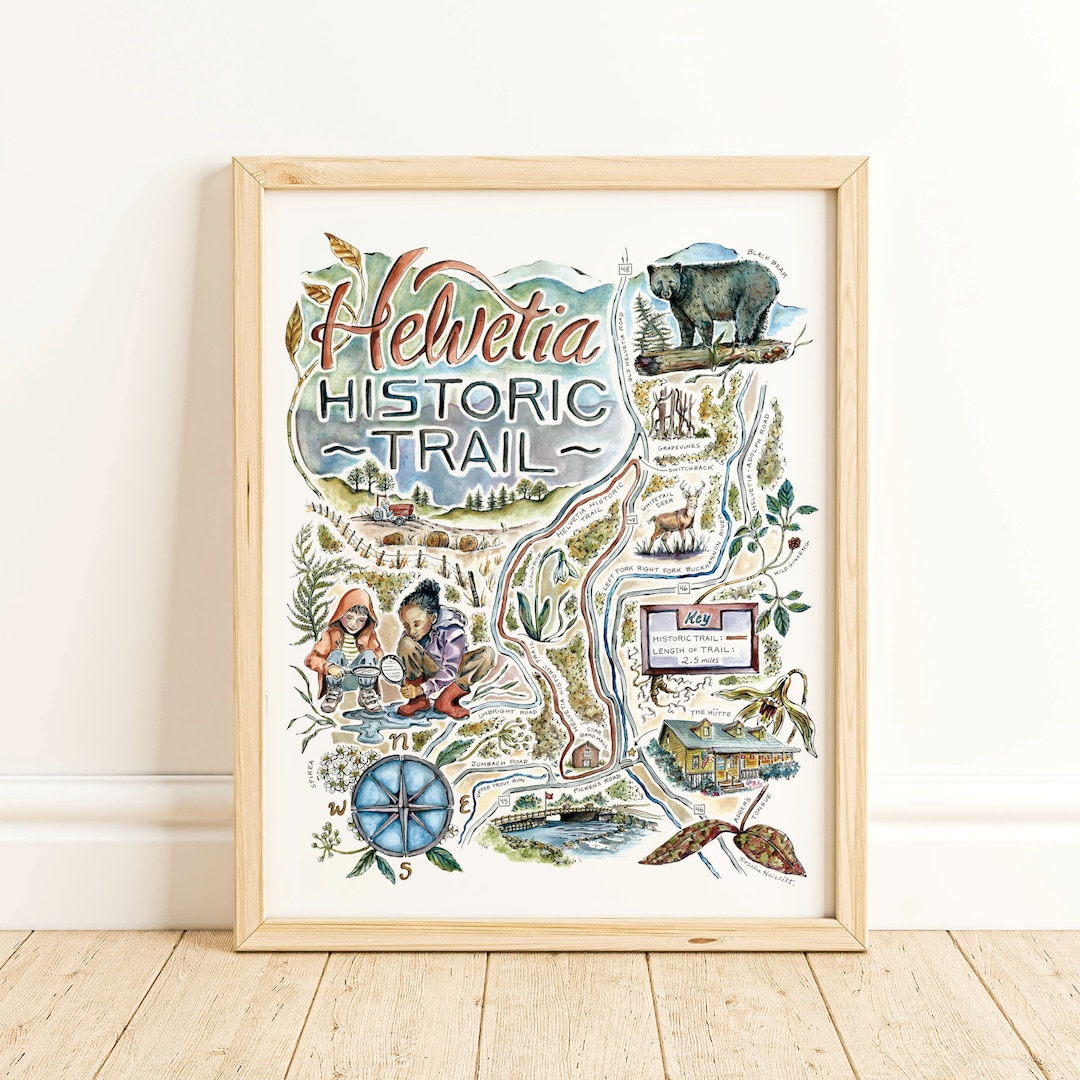 Helvetia Illustrated Watercolor Map - West Virginia Nature Art Print - Etsy