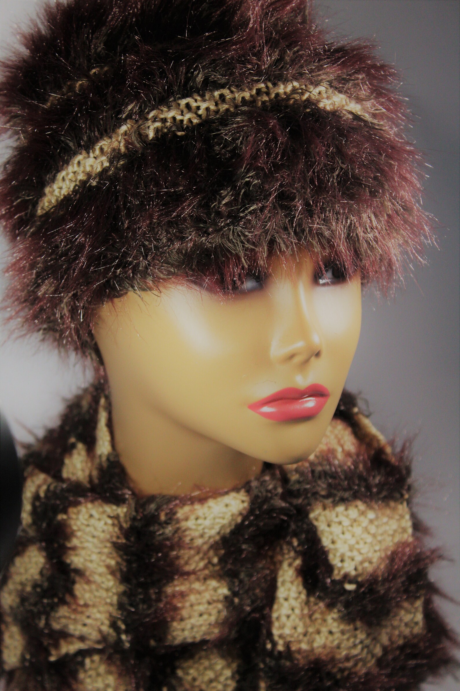 Faux Fur Sable & Silk Hat and Scarf Set - Etsy Hong Kong