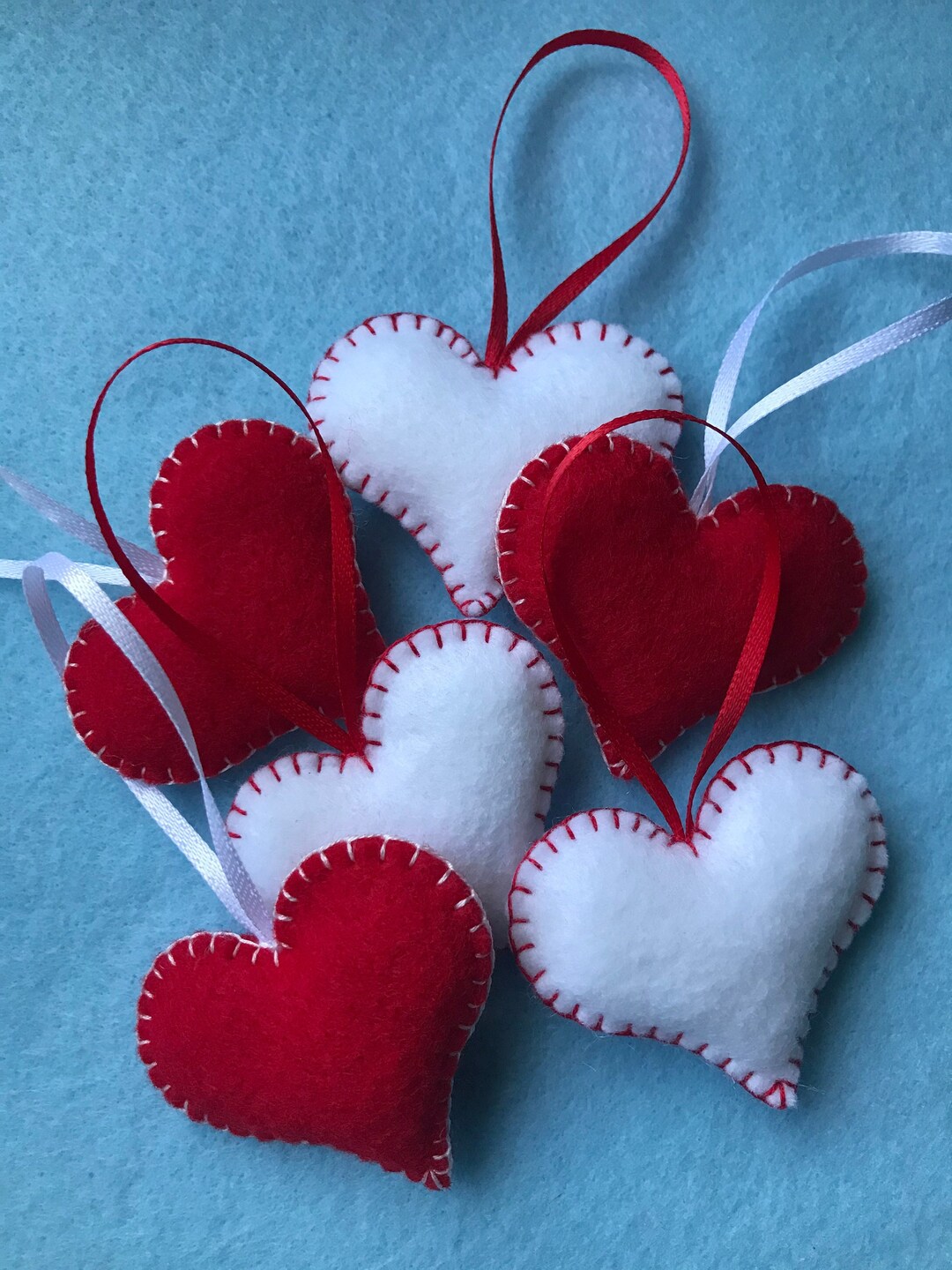 Handmade Felt Valentine’s Hearts, Christmas Hearts, Christmas Tree ...