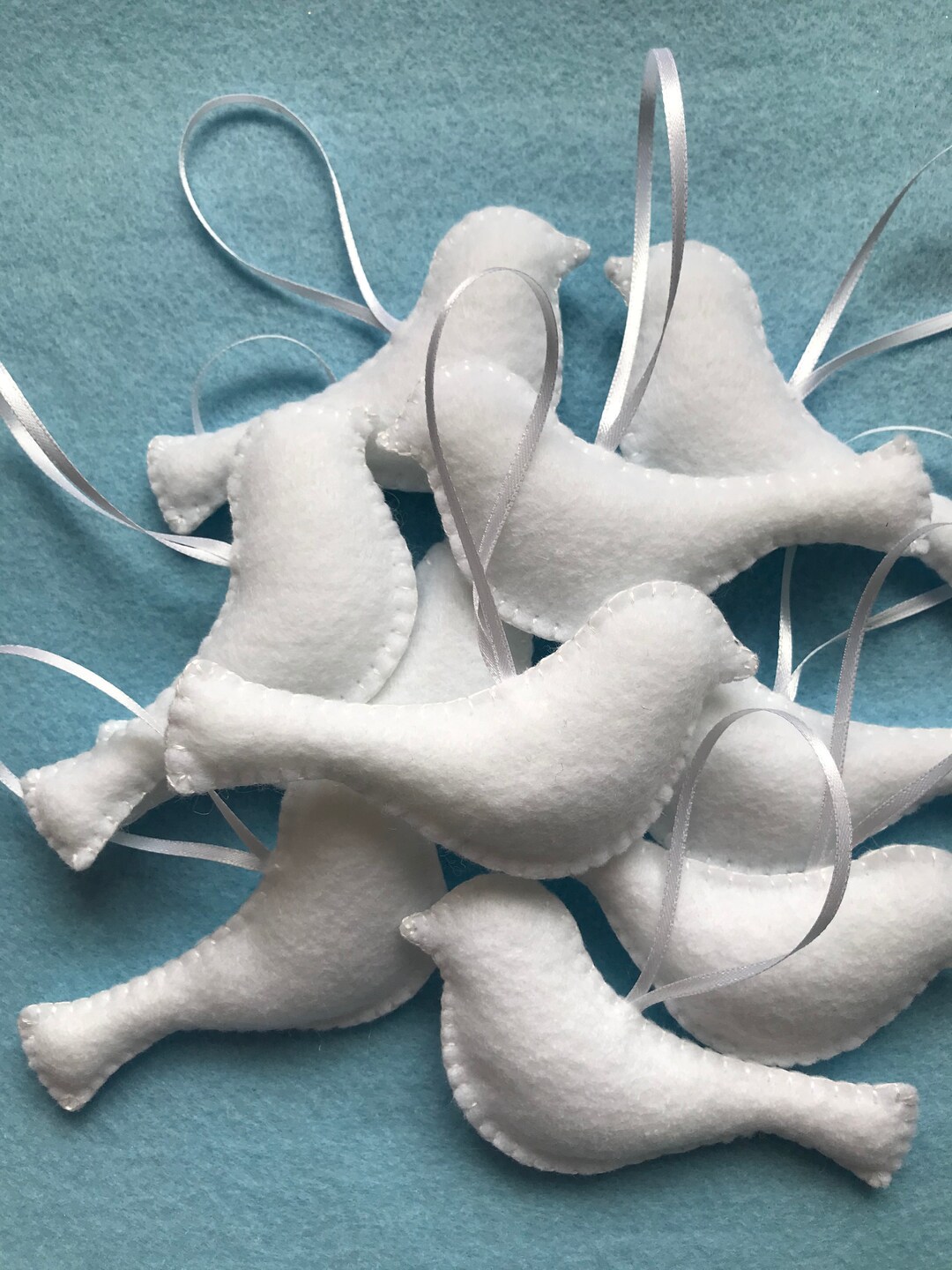 Handmade White Felt Birds, Christmas Tree Toppers, Christmas Decor Set ...