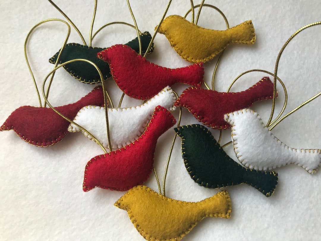 Handmade Wool Felt Birds, Christmas Tree Toppers Set of 10 - Etsy