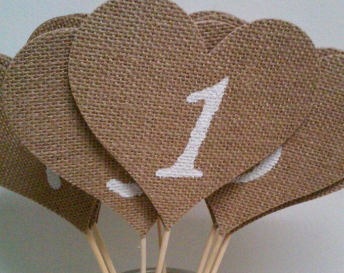 Burlap Hearts Table Numbers Rustic Wedding Table Numbers - Etsy