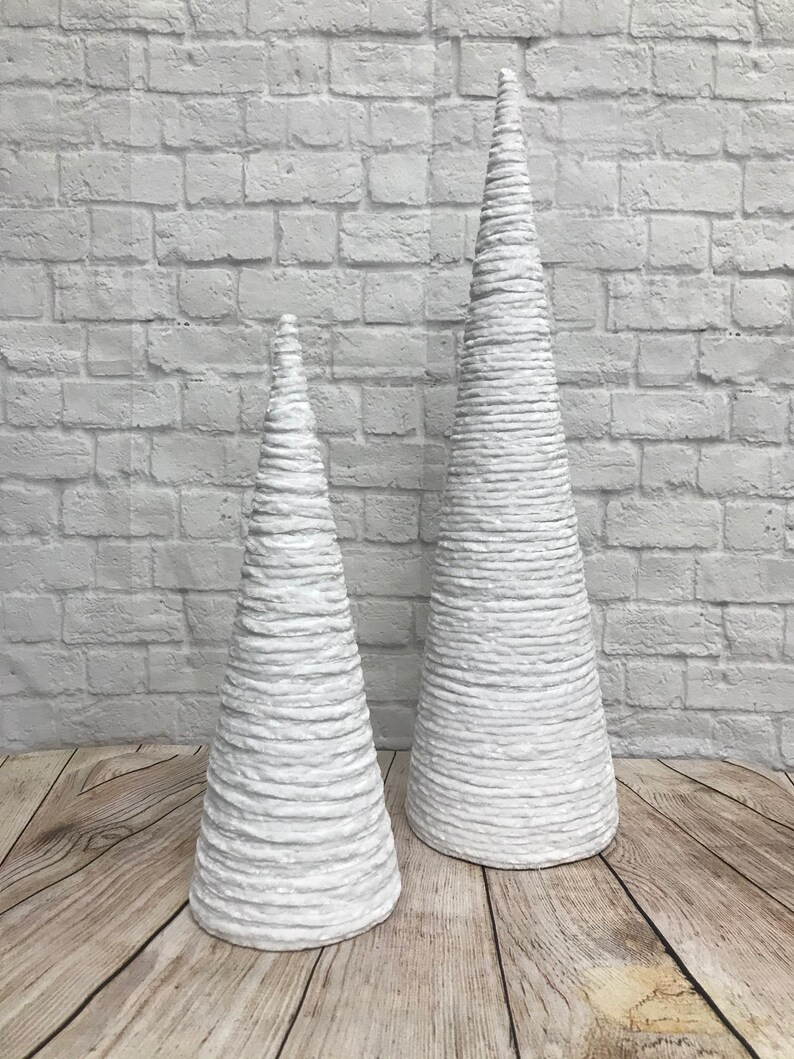 Cone Christmas Trees Set of 2 Paper Mache Cone Trees Velvet | Etsy