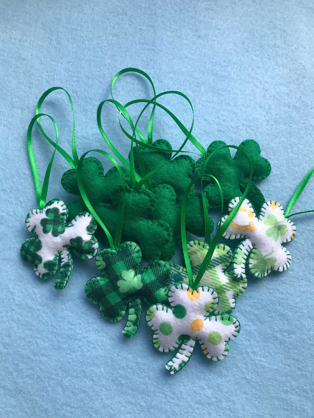 Handmade Shamrocks, St Patrick’s Handmade Felt Shamrocks, Set of 10 - Etsy