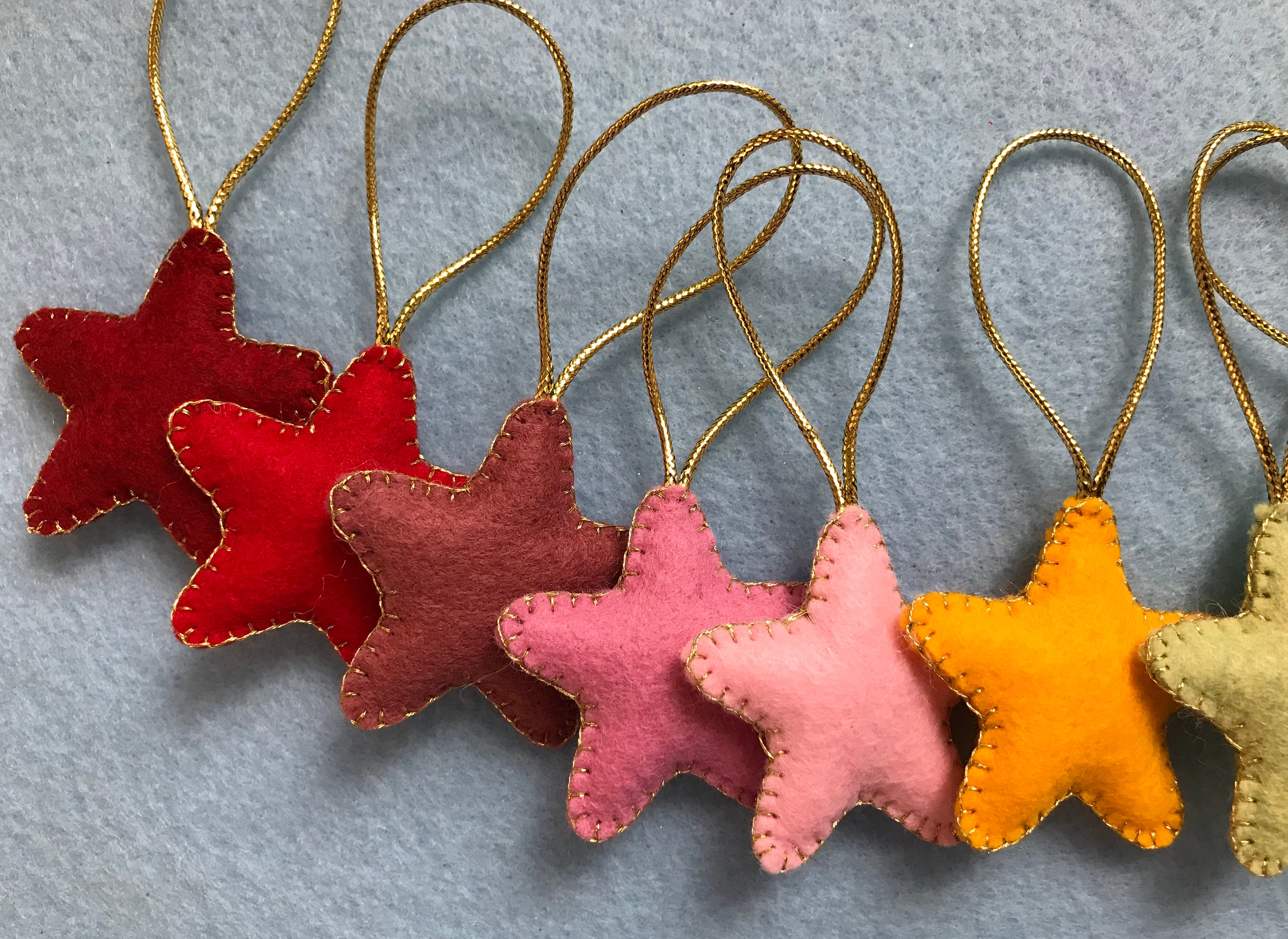 Handmade Wool Felt Stars Christmas Tree Ornaments Set of 12 | Etsy