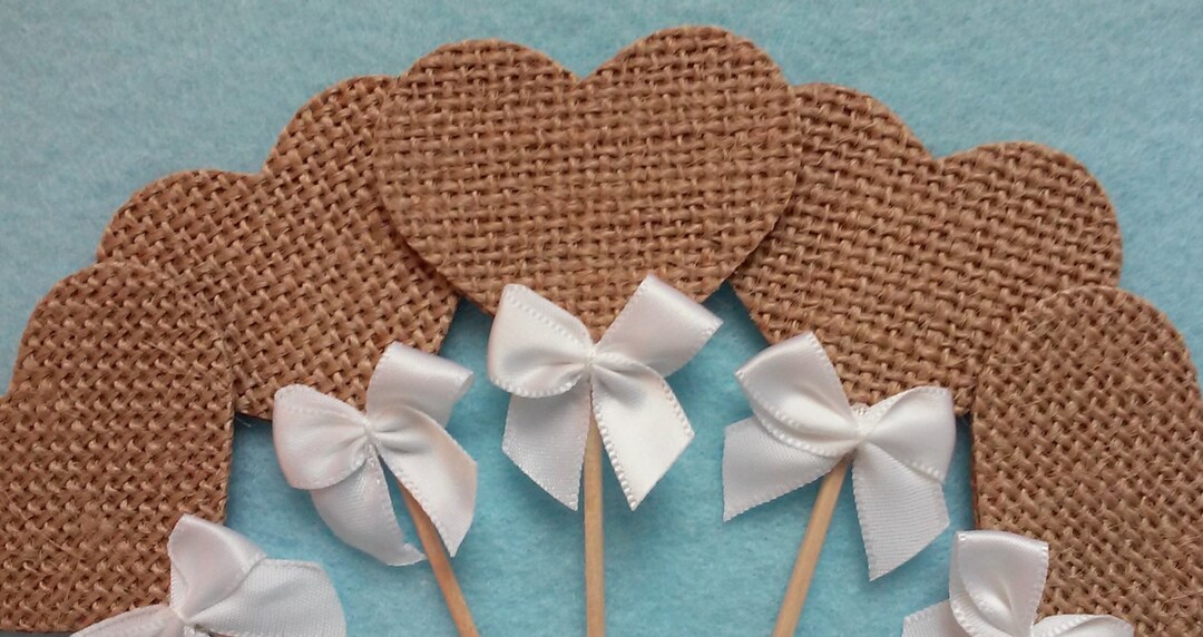 Burlap Fabric Wedding Toothpicks, Rustic Wedding, Bridal Shower Cupcake ...
