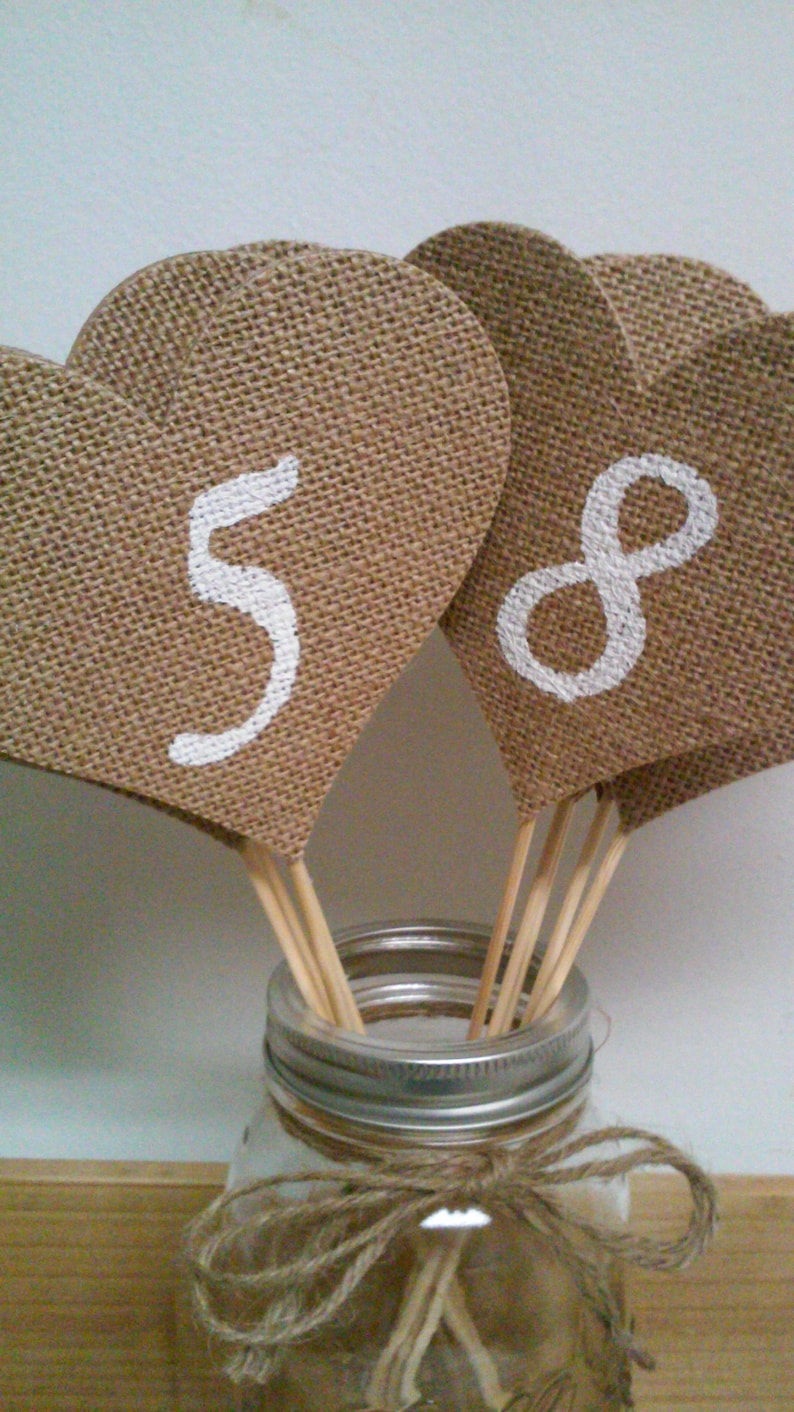 Burlap Hearts Table Numbers Rustic Wedding Table Numbers | Etsy