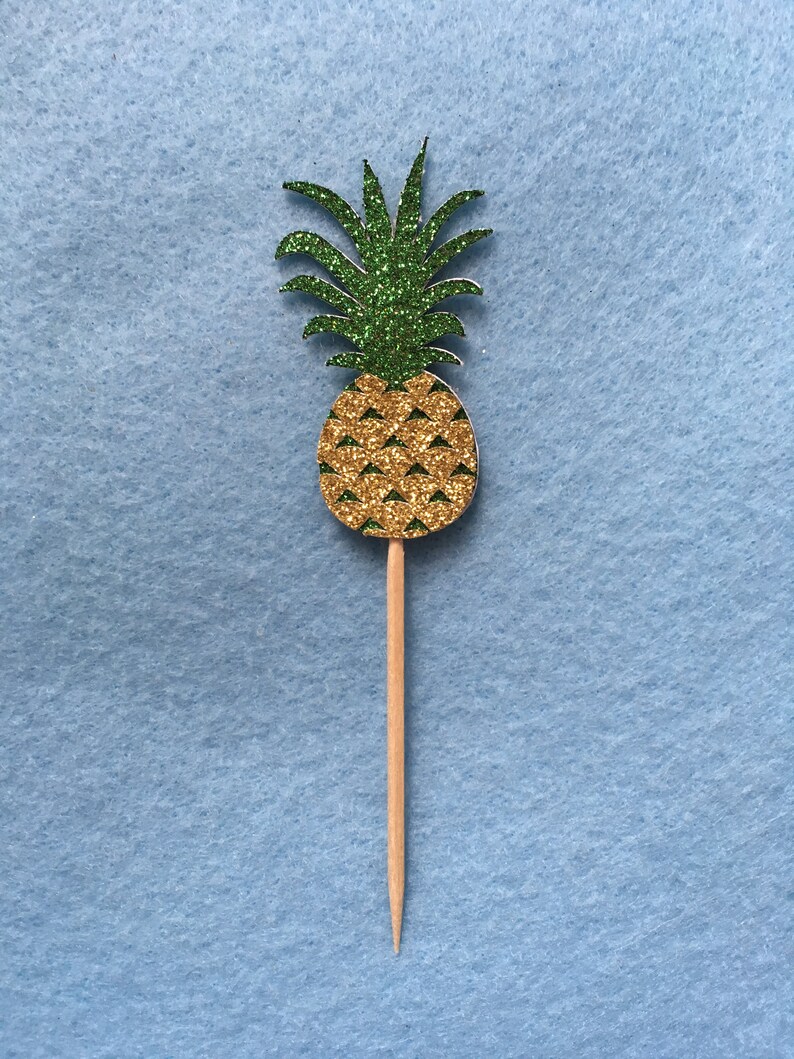 Pineapple Cupcake Toppers Double Sided Glitter Pineapples | Etsy
