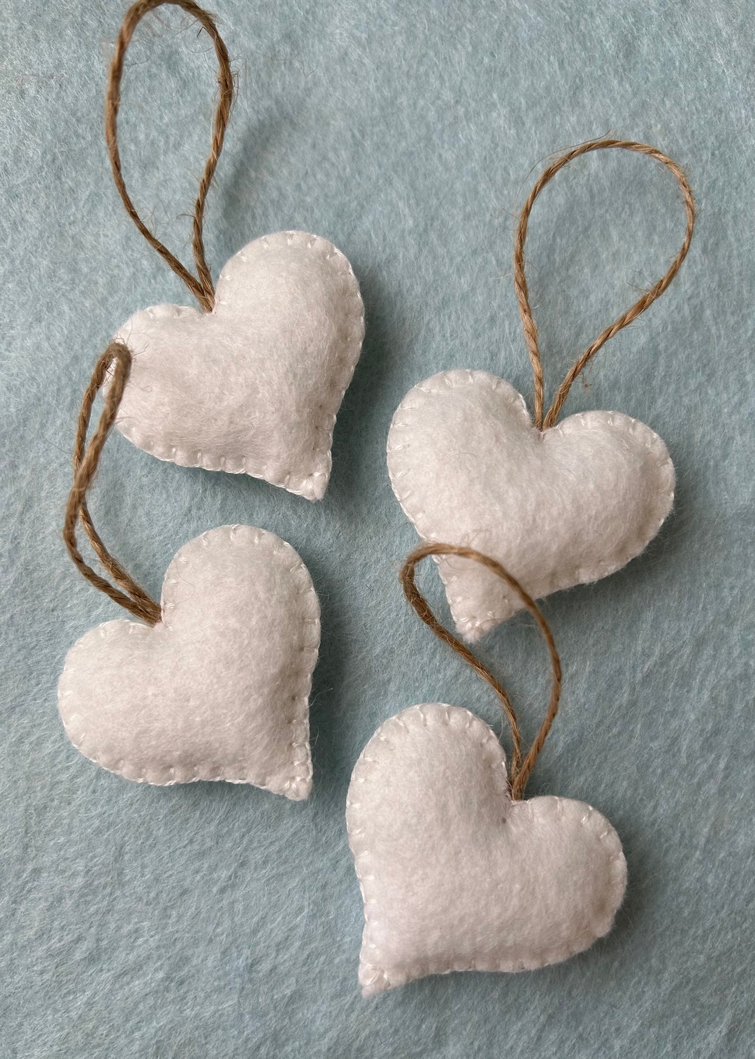 Handmade Wool Felt Hearts, Valentine’s Hearts, Christmas Tree Ornaments ...