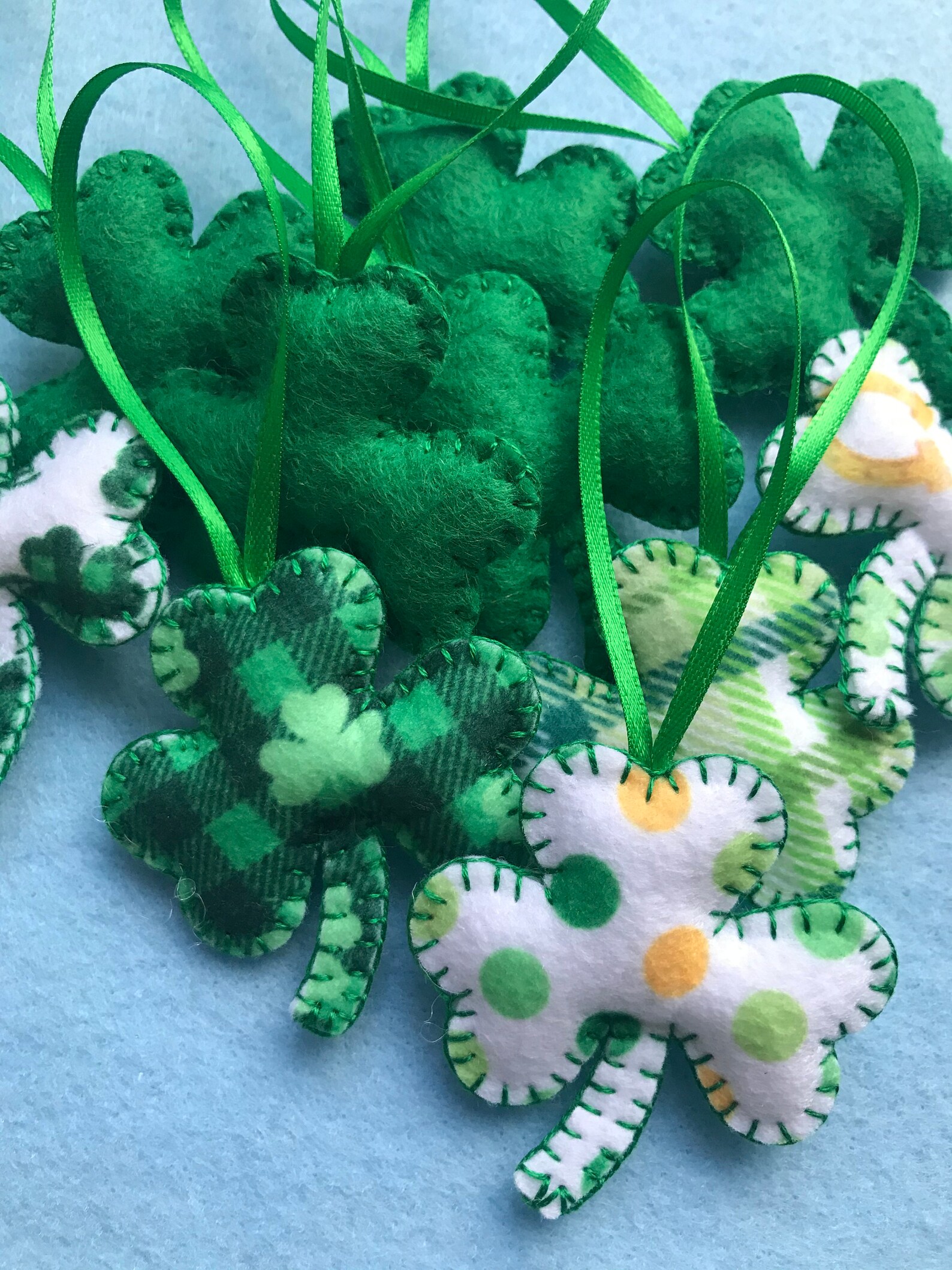 Handmade Shamrocks St Patricks Handmade Felt Shamrocks Set - Etsy