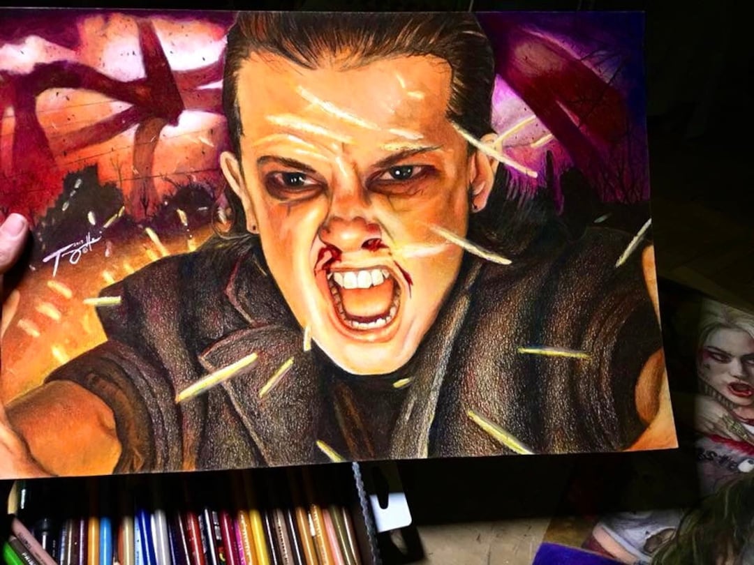 Stranger Things 2 Eleven Closing the Gate Drawing - Etsy